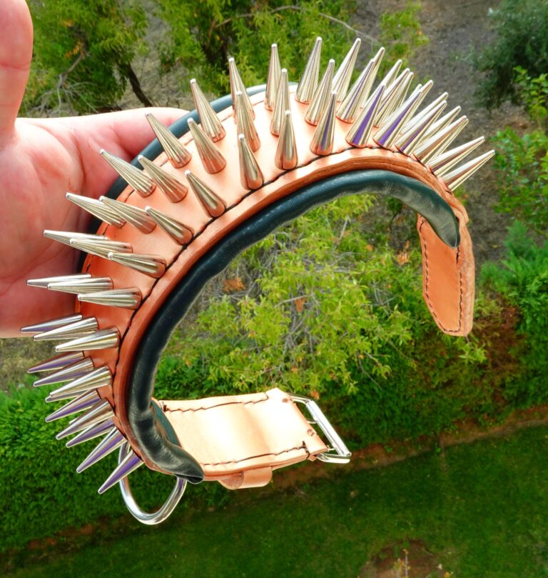Rose Gold Collar with Big Spikes , PitBull Collar , Doberman Collar ...