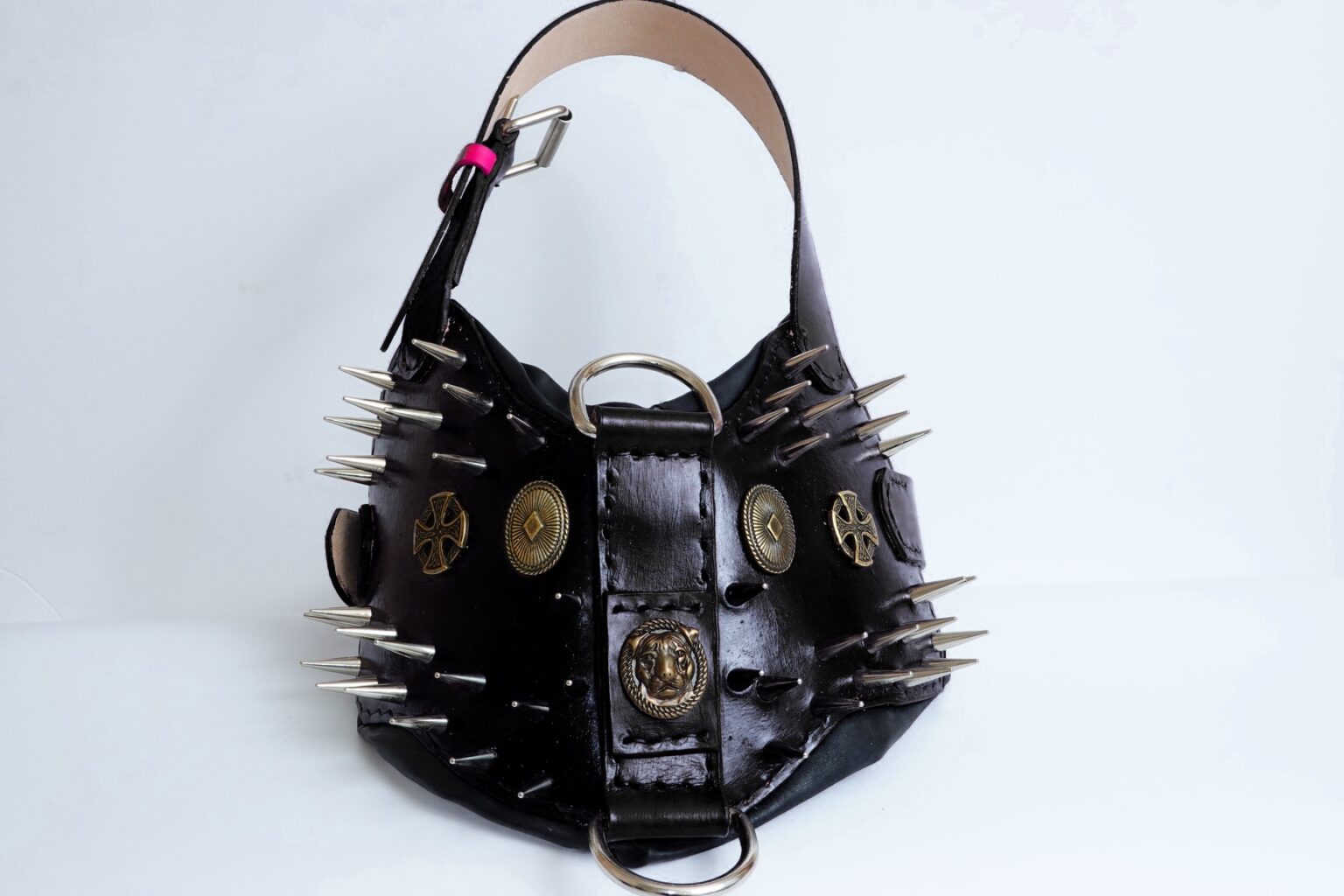 Leather Pitbull Harness with big spikes and bully collar set | Leather ...