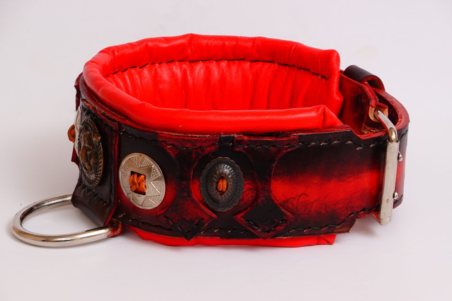 Red and Black American Pitbull and Bully Collar, Stars and Conchos ...