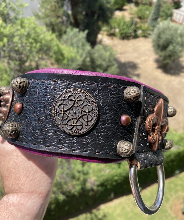 Big Mastiff Tooled Leather Dog Collar | leatherforpets