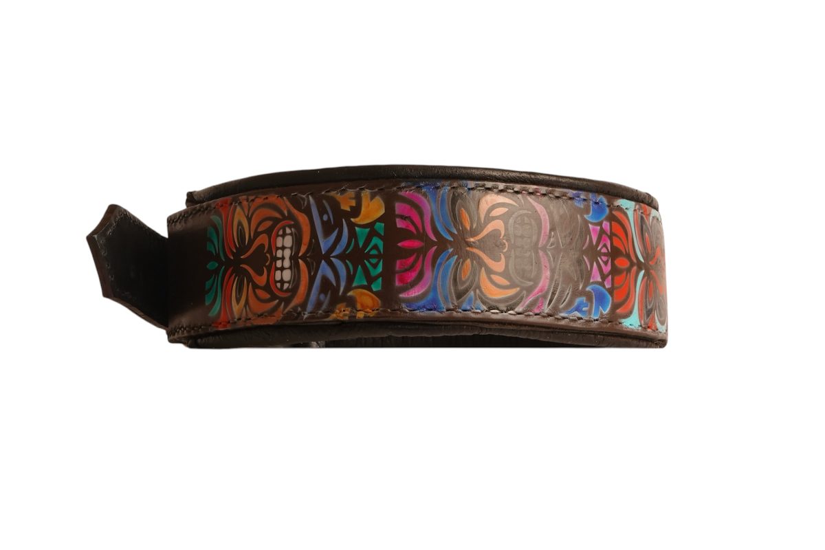 Polynesian Maori Totem Leather Dog Collar | leatherforpets