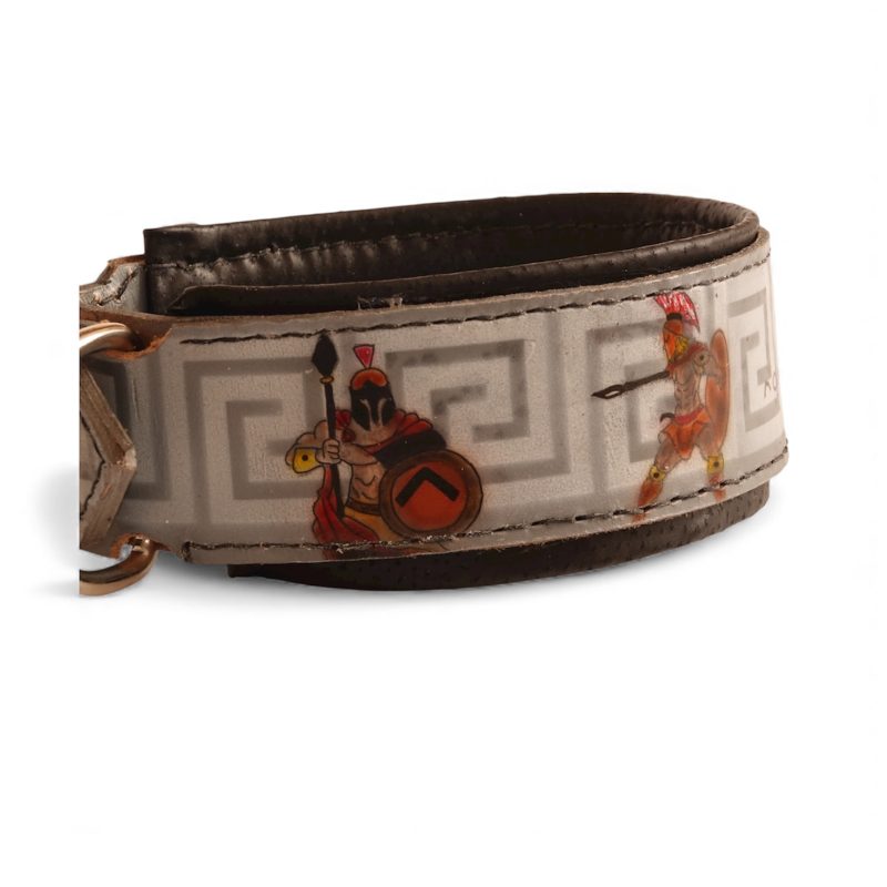 Spartan Leather Dog Collar Molon Lave | leatherforpets